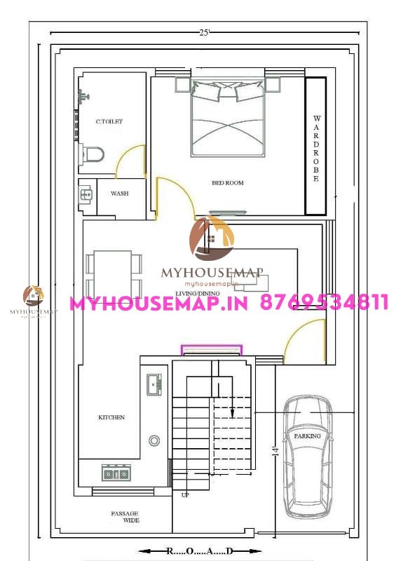 25×40 ft house plan 1 bhk - my house map